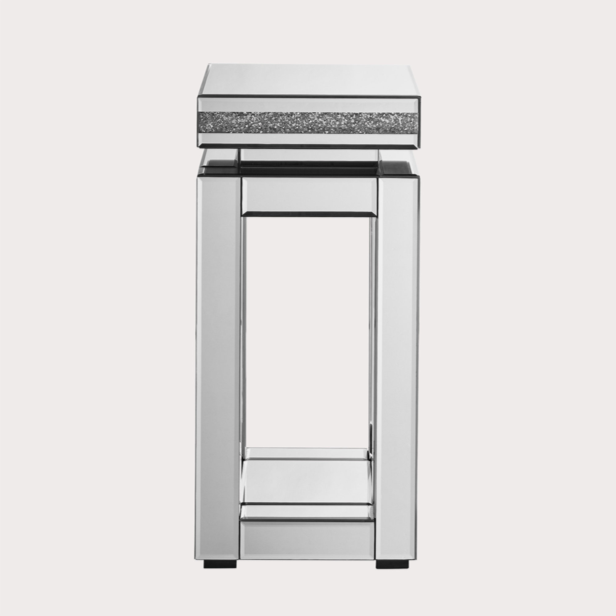 Mercer41 Mirrored End Table Square With Crystals Inlay, 2-Tier Modern ...