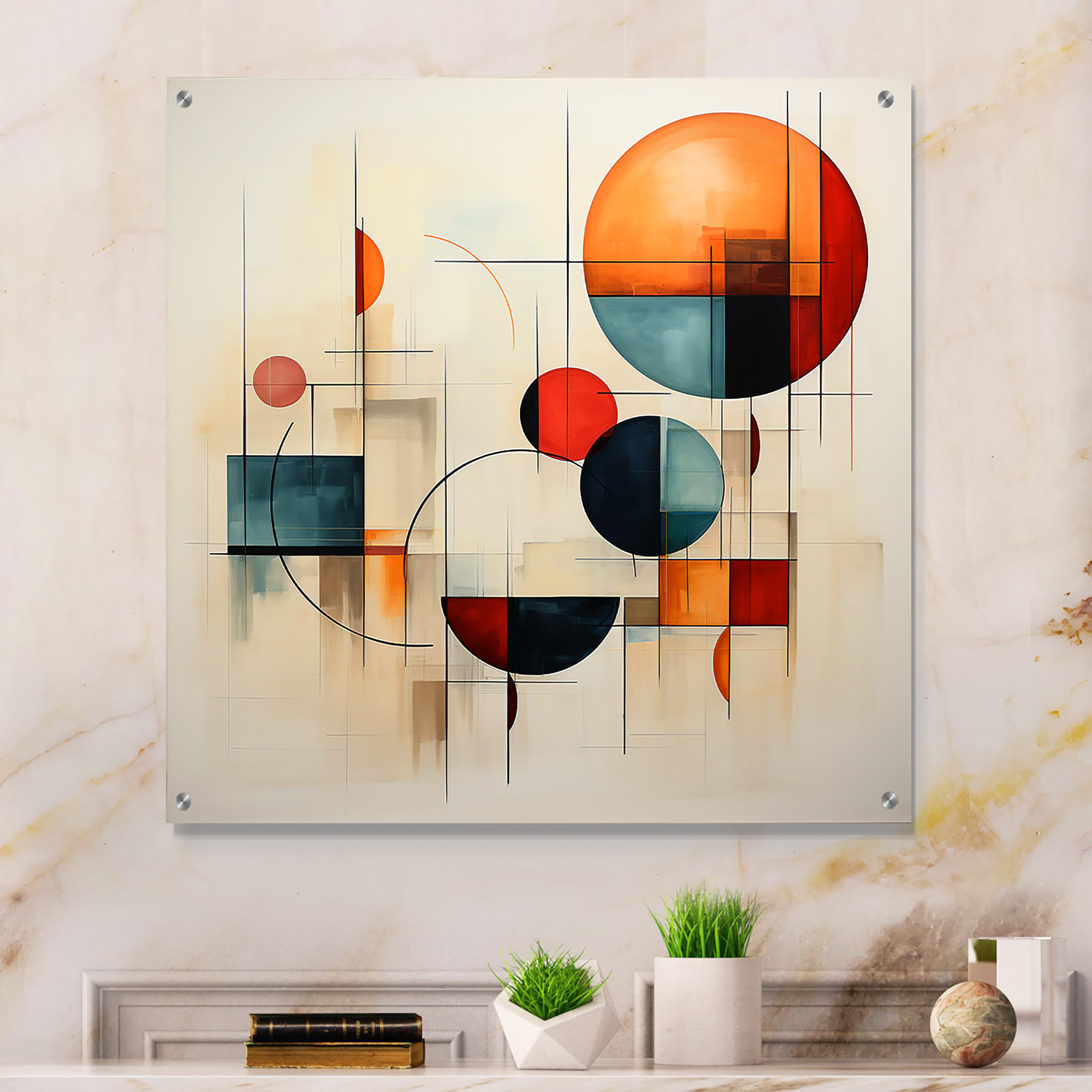 Ivy Bronx Colorful Mid Century Geometry Patchwork IV - Minimalism ...