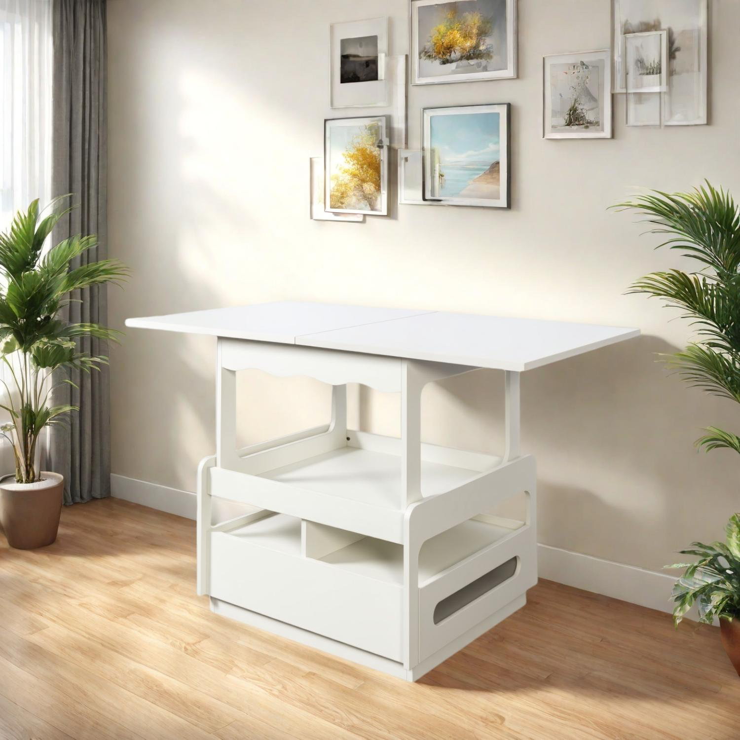 Latitude Run® 3 in 1 Deformed Coffee Table with Adjustable Lift Top and ...