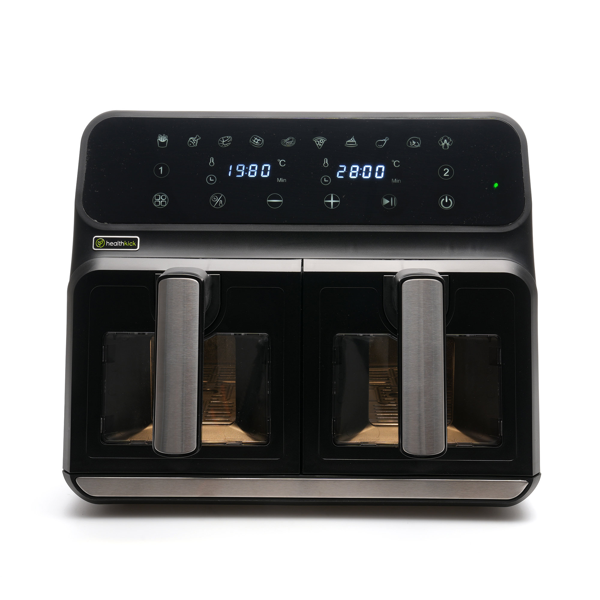 Health Kick 8ltr Digi-touch Dual Zone Windowed Air Fryer - Black ...