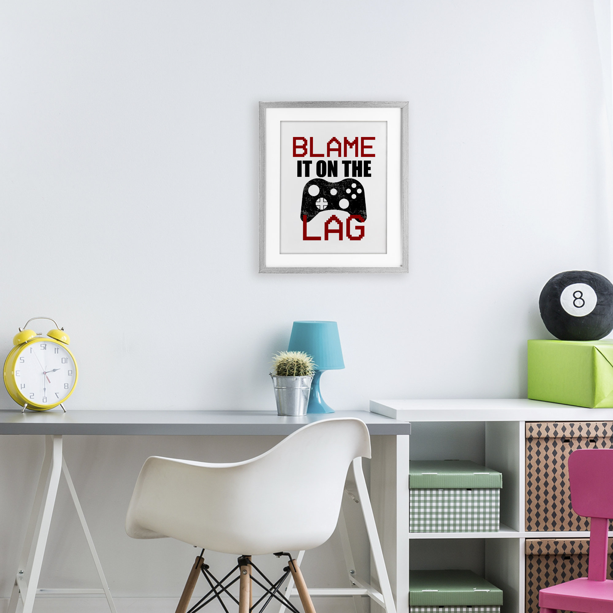 Ebern Designs Blame It On The Lag Framed Print Under Glass, design by ...