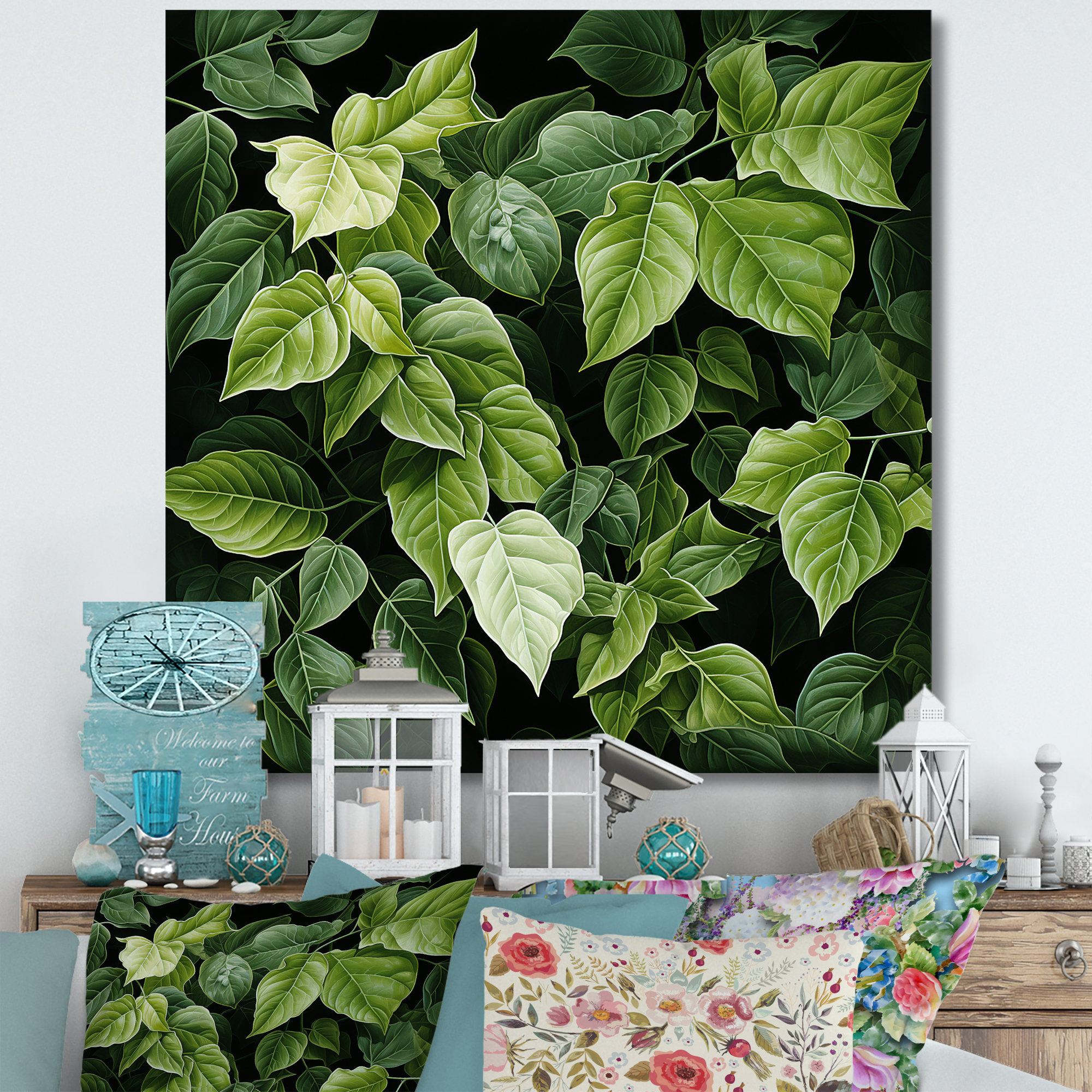 Winston Porter Ivory Ivy Green Leaves Canopy | Wayfair
