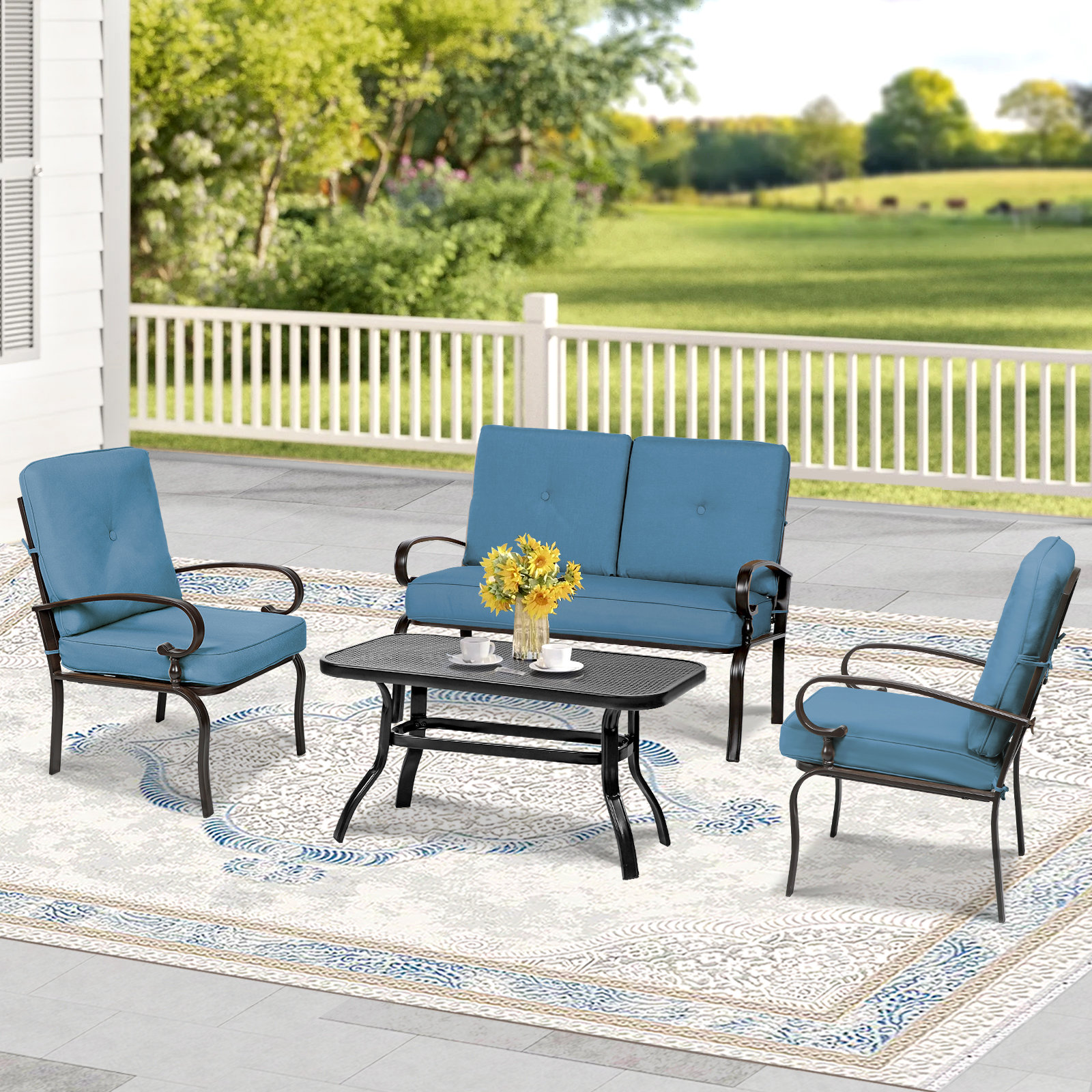 Alcott Hill® Baldewijn 4 Piece Sofa Seating Group with Cushions ...