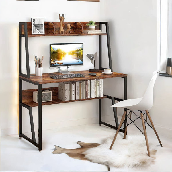Latitude Run Adeife 110cm Wide Computer Desk Industrial Rustic Brown ...