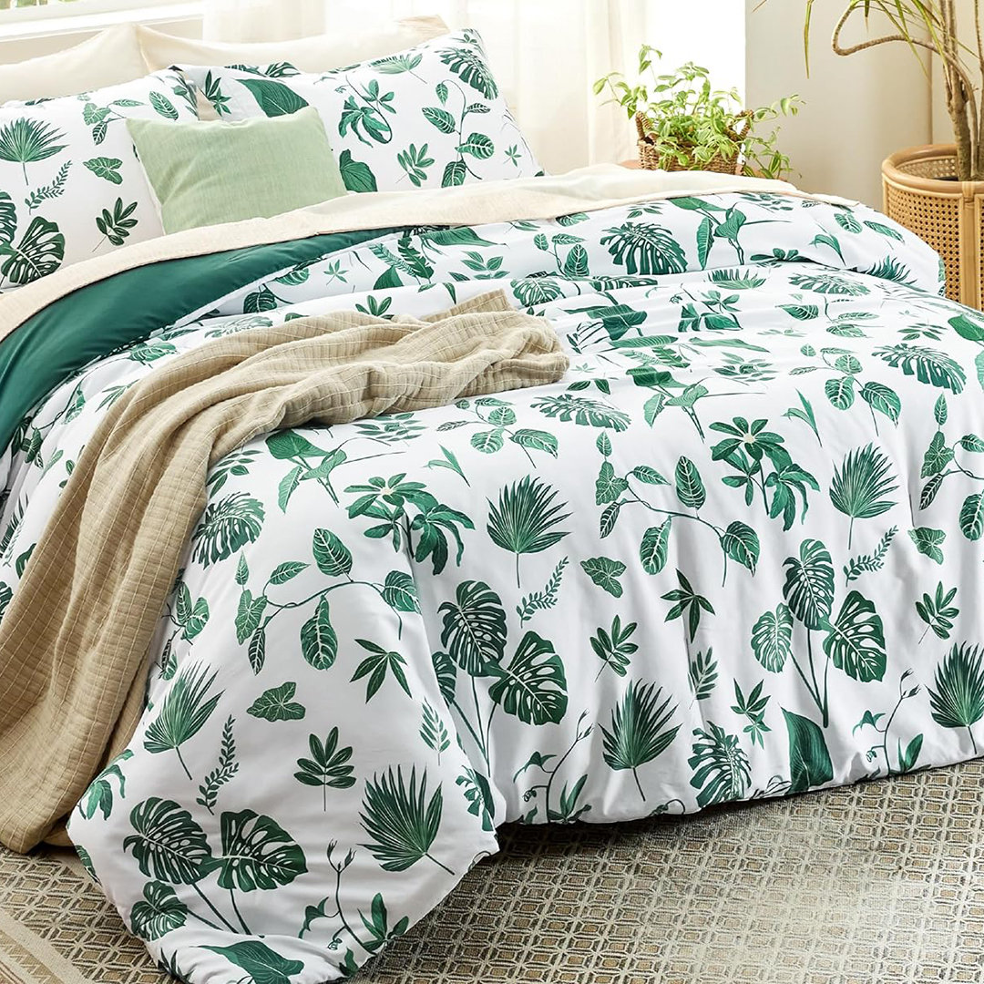 ASTER-FORM CORP Set Queen - Floral Comforter For Kids, Dark Green ...