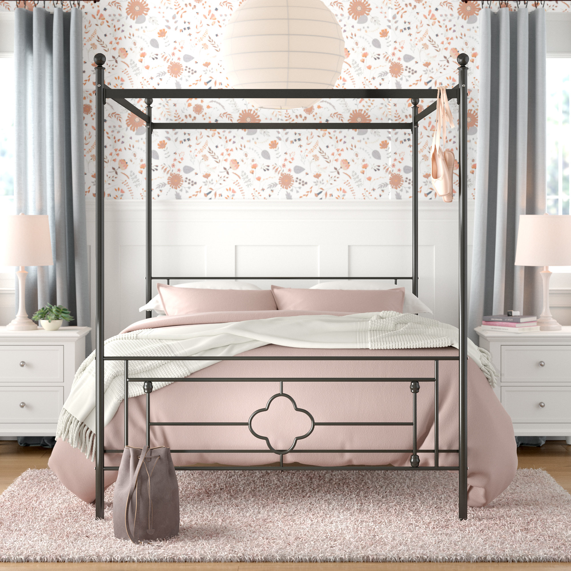 Gracie Oaks Woodson Canopy Bed & Reviews | Wayfair