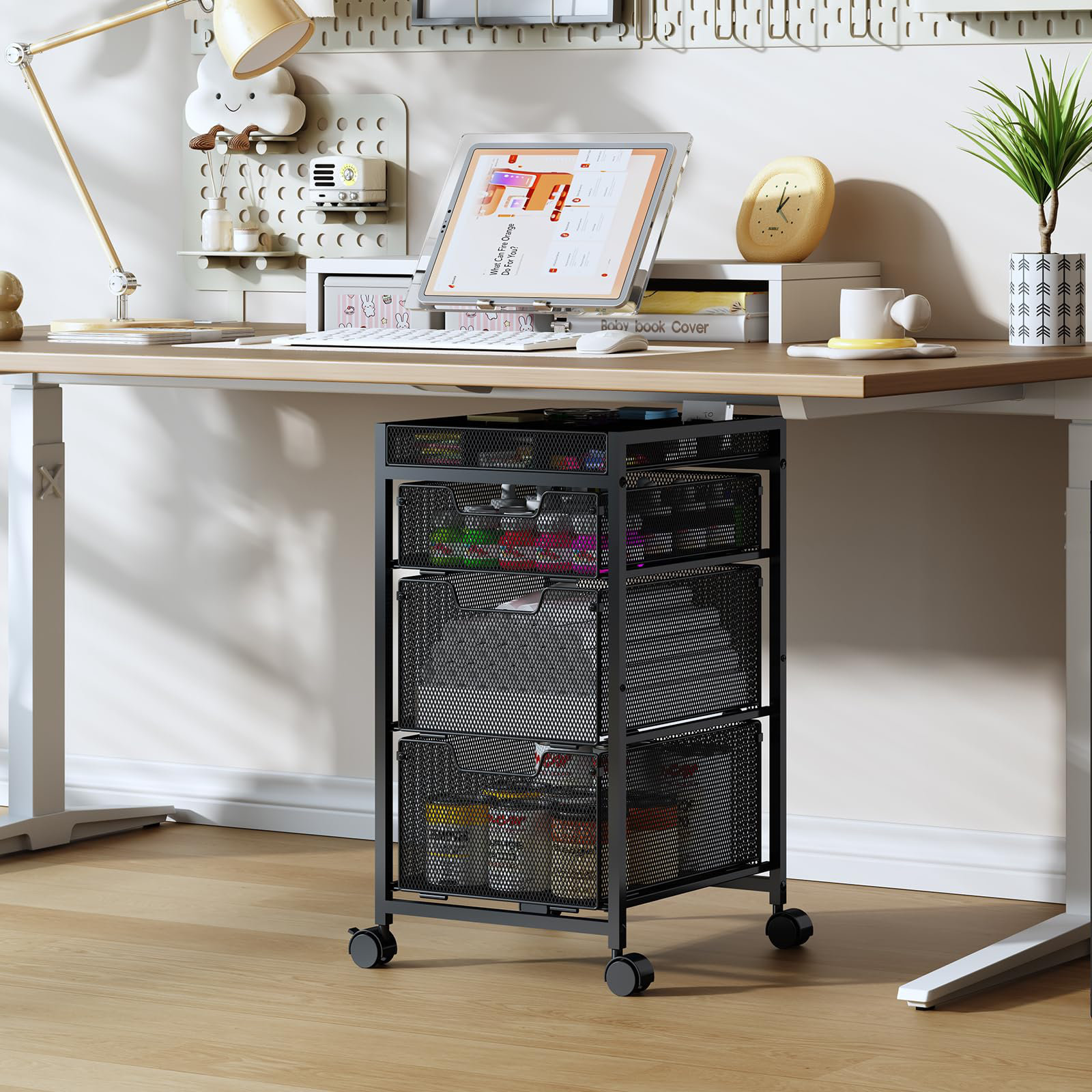 HUDSON & ASHTON LLC Rolling Utility Cart With 3 Drawers, DIY Dividers ...