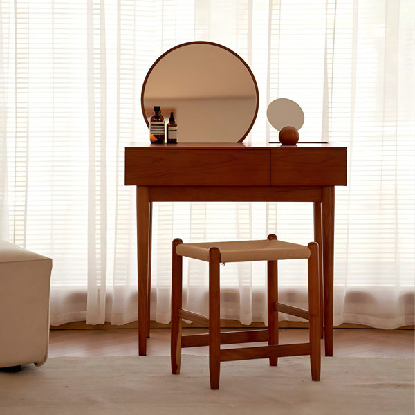 Hokku Designs Retro Minimalist Solid Wood Vanity Table for Small Spaces ...