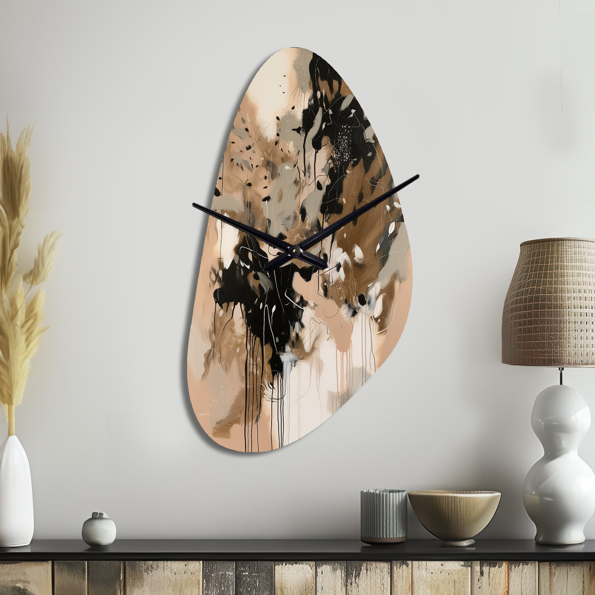 East Urban Home Waddy - Fall Shape Brown Wall Clock - Unique Shape ...