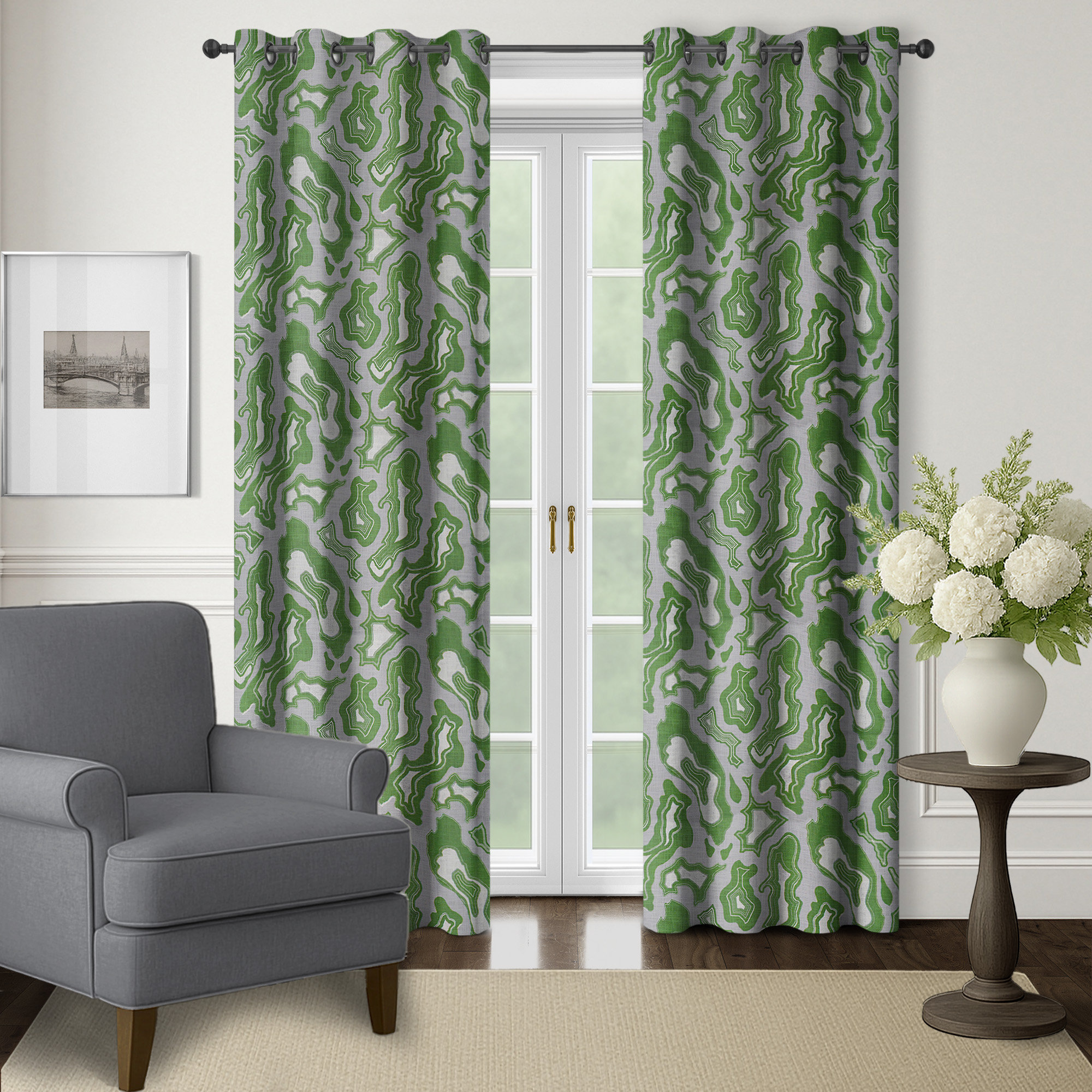 Bungalow Rose Hollow Fern Cotton Grommet Top Drapery Panel Set of 2 ...