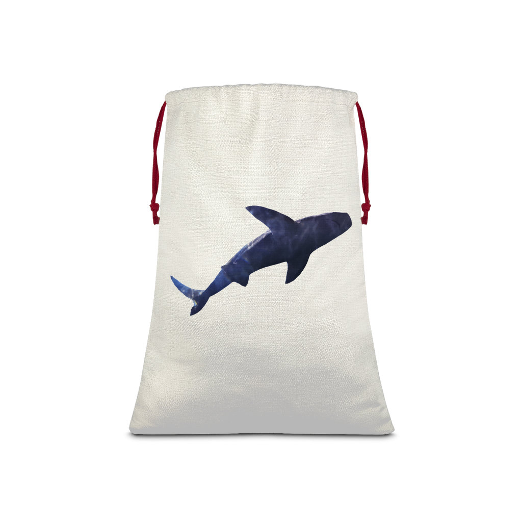East Urban Home Shark Sublimation Linen Drawstring Sack | Wayfair