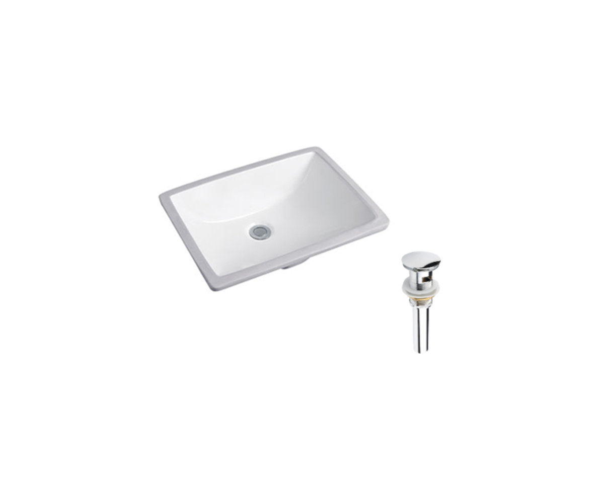 DROP Bath and Kitchen Ceramic Rectangular Undermount Bathroom Sink with ...