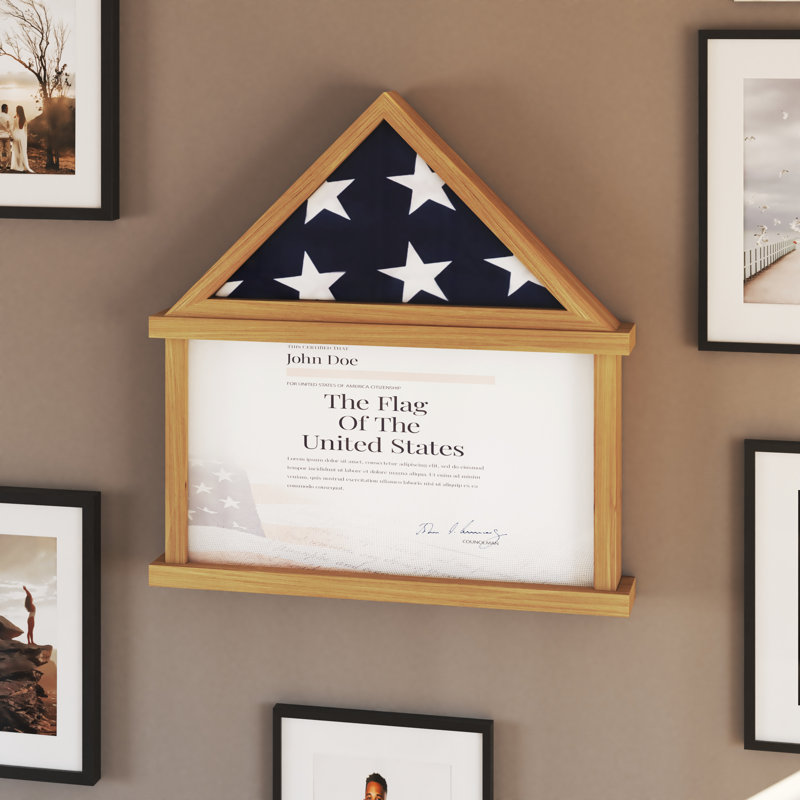 Flash Furniture Quincy Memorial Flag Display Case with Certificate ...