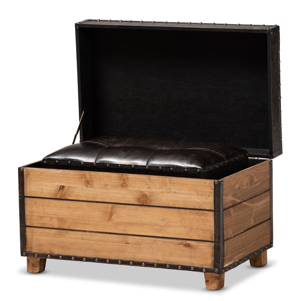 Millwood Pines Marelli Rustic Faux Leather Upholstered 2-Piece Wood ...