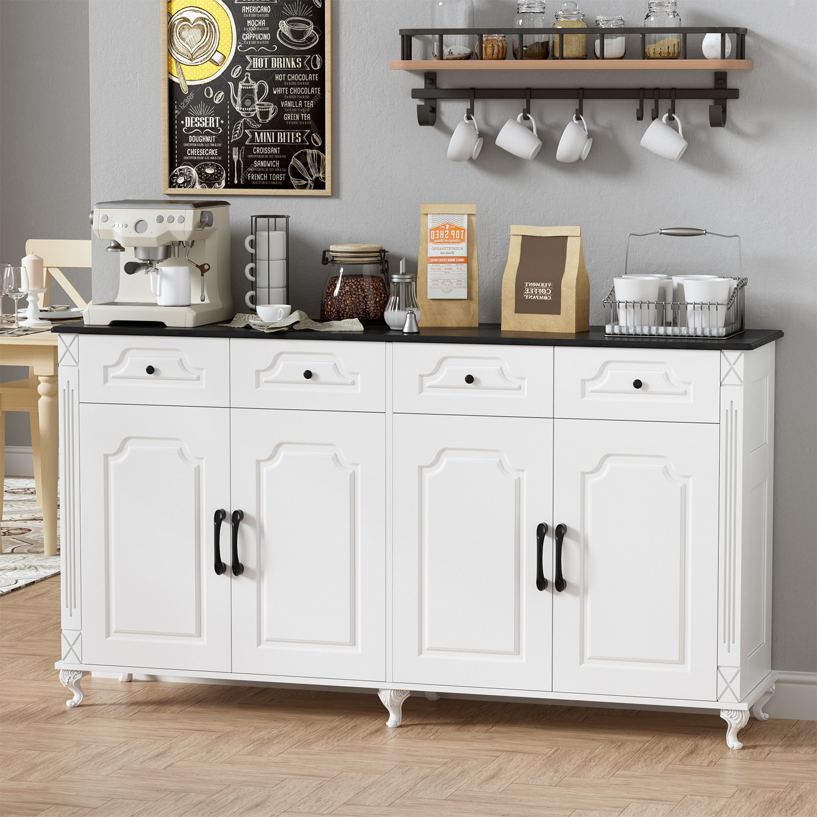 Ophelia & Co. Sideboard Buffet Cabinet With Drawers, Large Coffee Bar ...