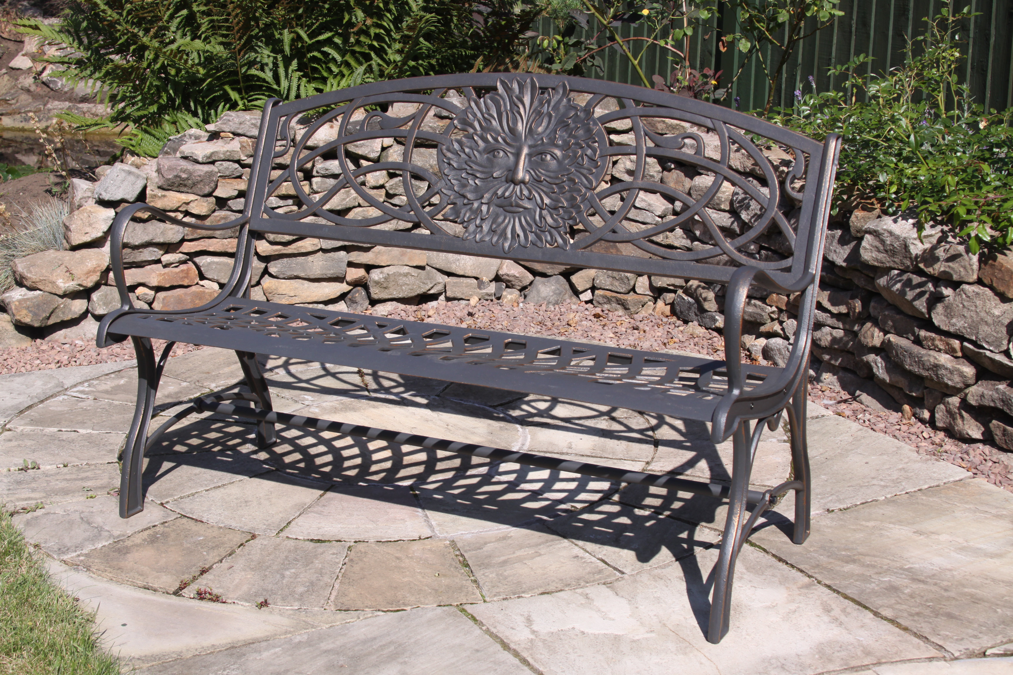 Gardeco 100% Cast Iron Bench with Greenman Theme | Wayfair.co.uk
