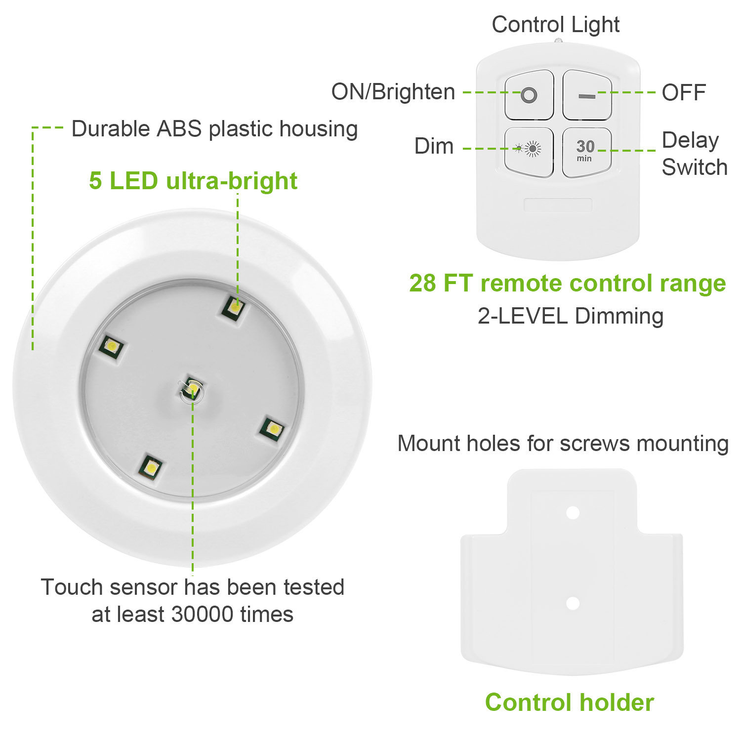 Edge Collections 3Pcs LED Night Light Cordless Battery-Powered Closet ...
