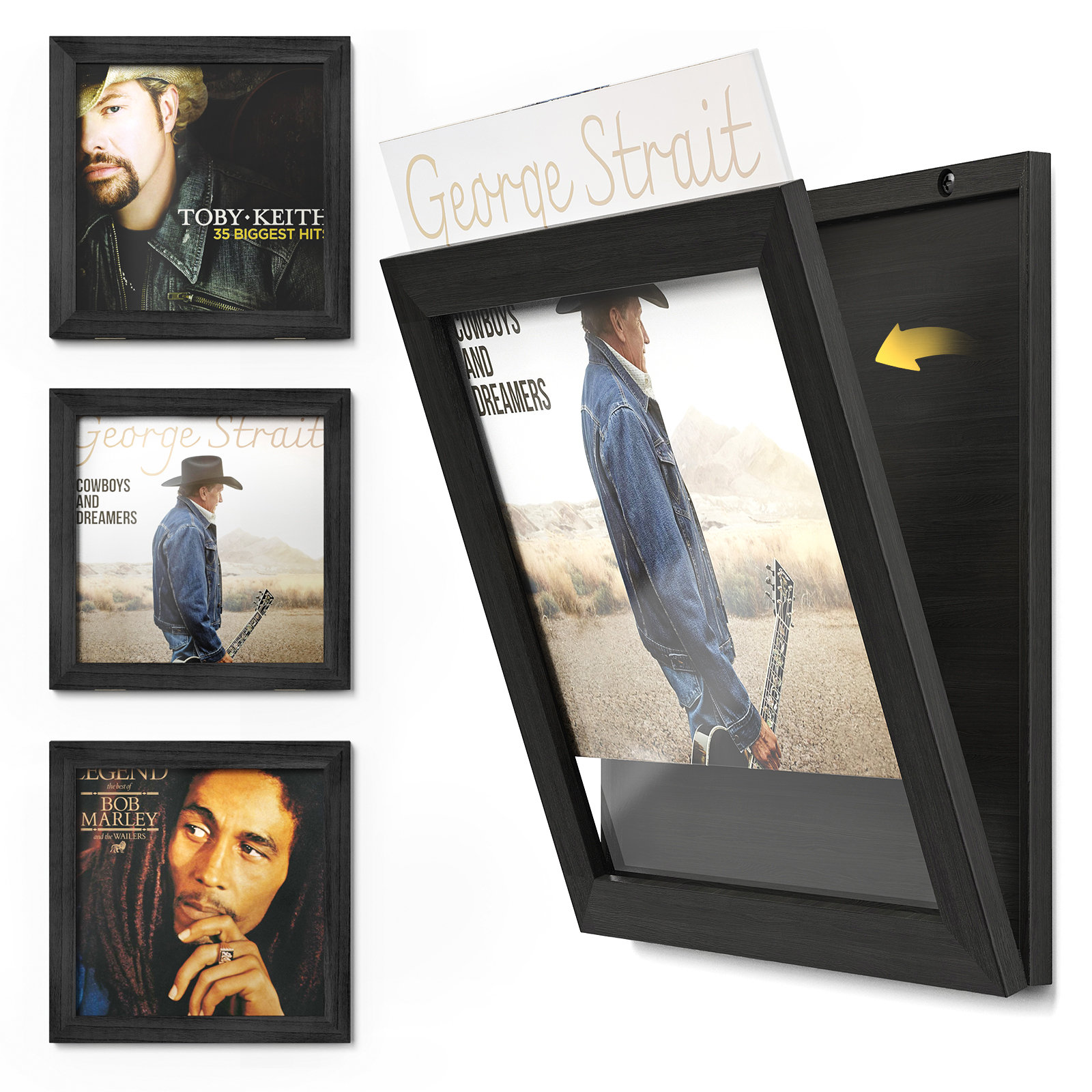 Ebern Designs 3 Pack 12x12 Vinyl Record Frame Black, Display Vinyl ...