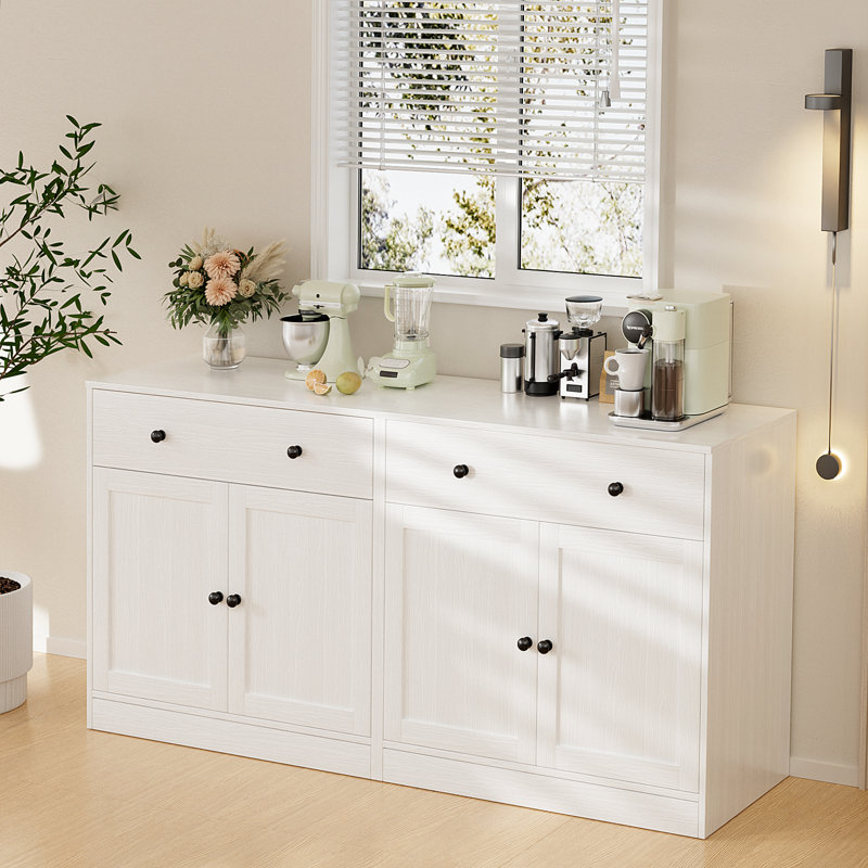 Latitude Run® 71'' Kitchen Pantry With Bookcases, Farmhouse Wall Unit ...