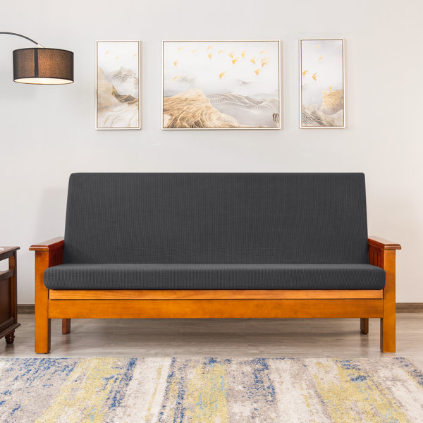 Red Barrel Studio® Textured Grid Stretchy Washable Box Cushion Futon ...
