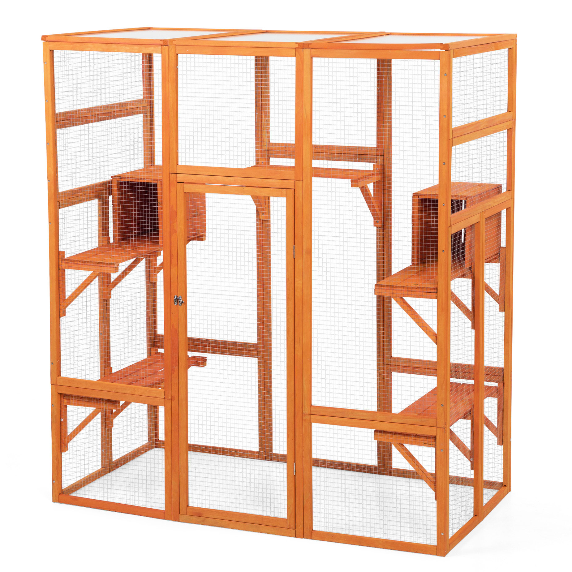 Hokku Designs Large Orange Cat Enclosure With Sleeping Areas - 5 ...