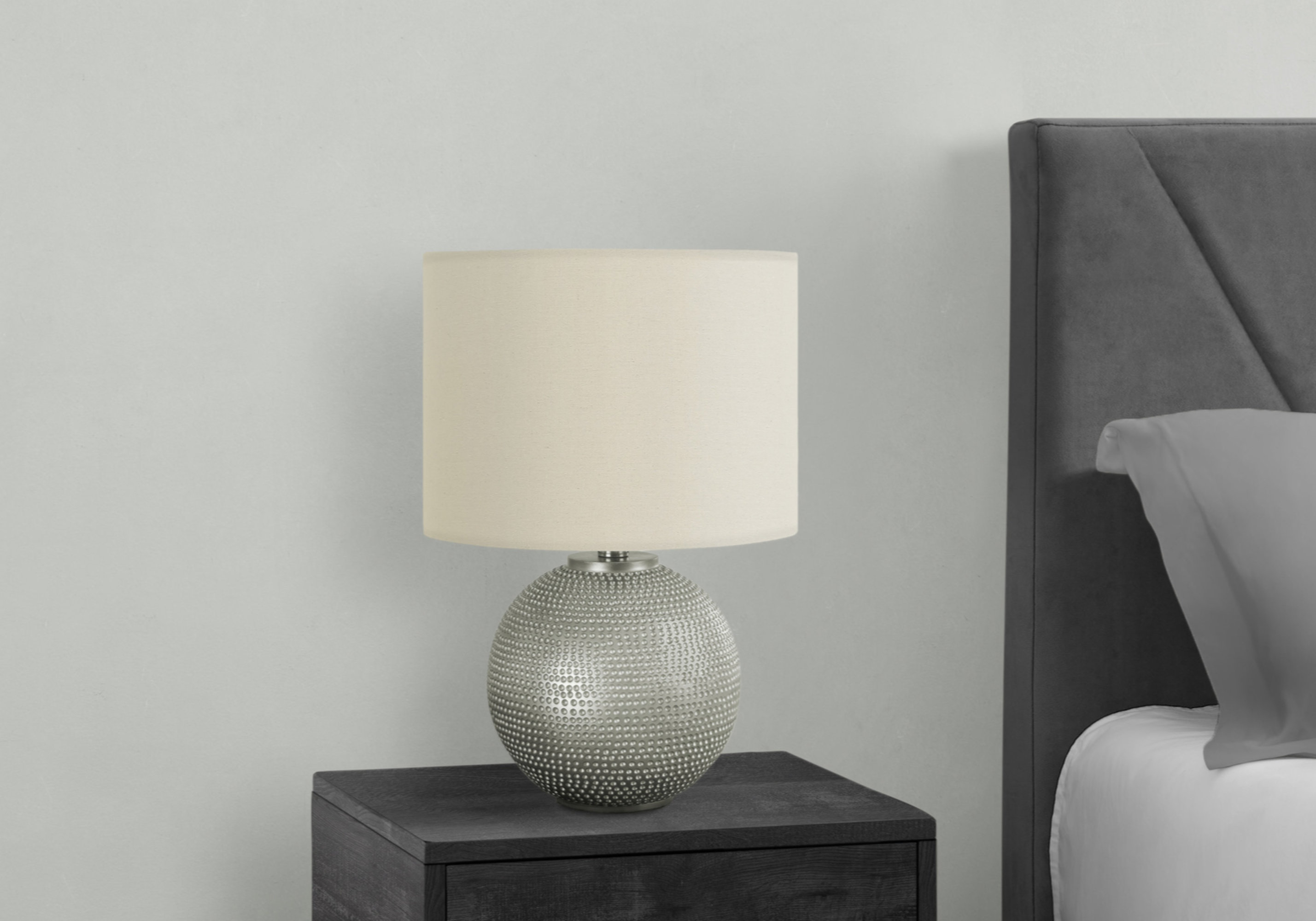 Ivy Bronx Lighting, 19"H, Table Lamp, Grey Resin, Ivory / Cream Shade ...