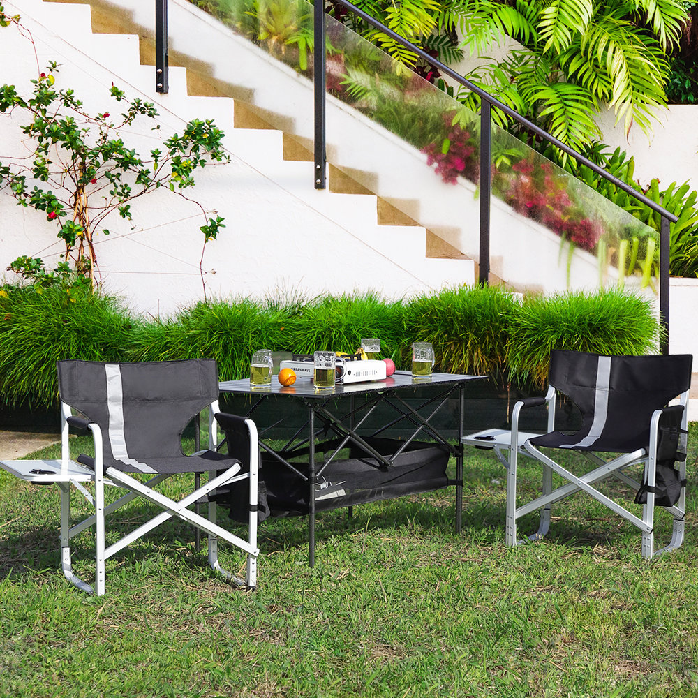 Arlmont & Co. Meanna 3 Pieces Camping Portable Folding Tables & Chairs ...