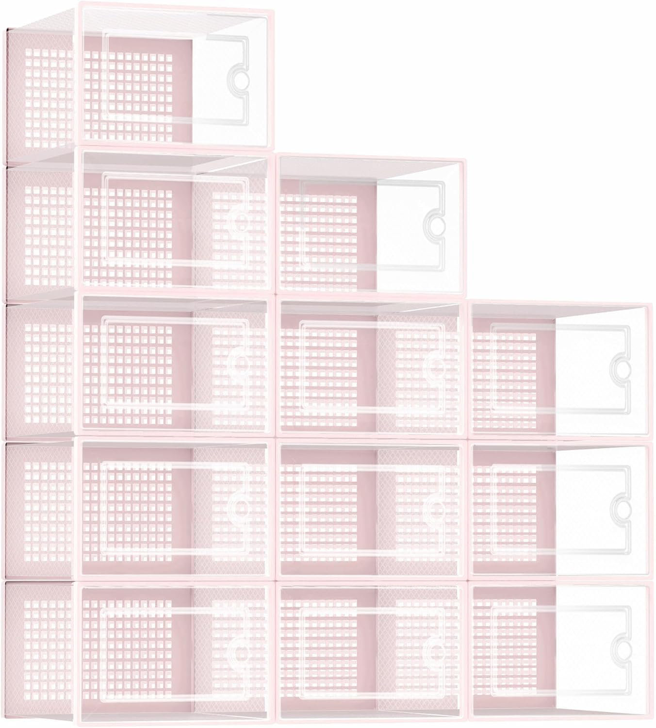 Rebrilliant Clear Plastic Stackable Shoe Organizers With Lids, 12 Pack ...