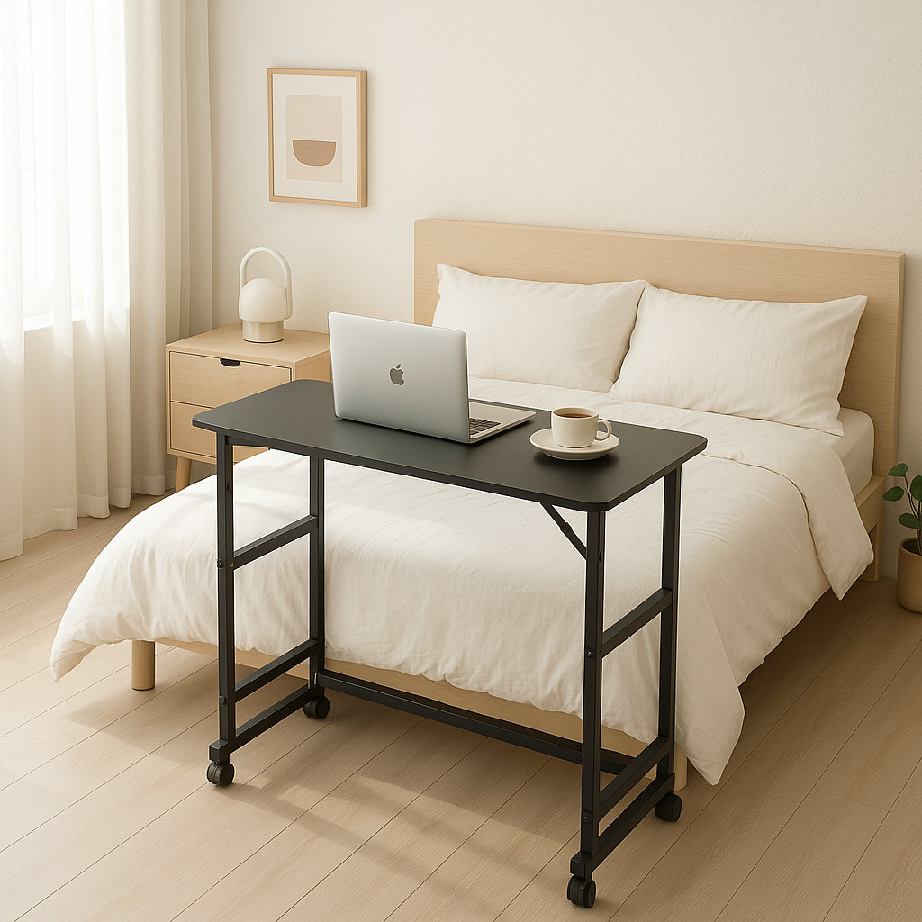 Ebern Designs 31.5" W Black Folding Standing Desk With Casters, Compact ...