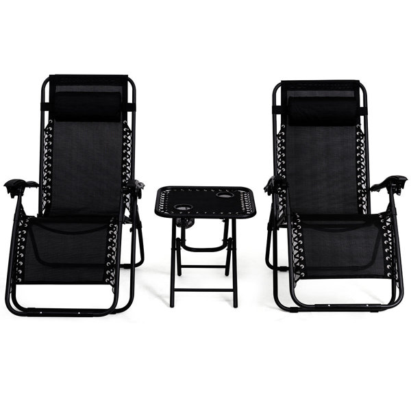Arlmont & Co. Rowell Outdoor Metal Chaise Lounge Set with Table ...