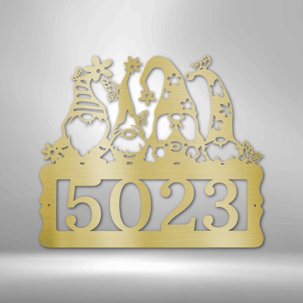 17 Stories Personalized Gnome Address Sign Steel Sign Steel Art Wall ...