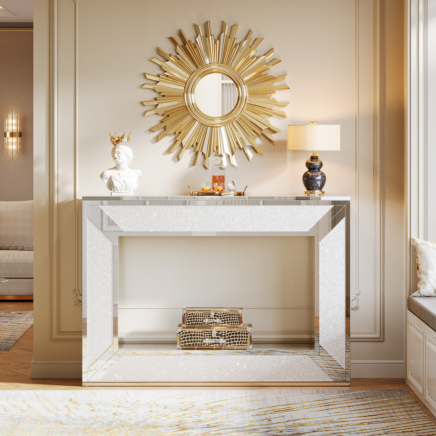 Wrought Studio Modern Mirrored Console Table Silver Sofa Table ...