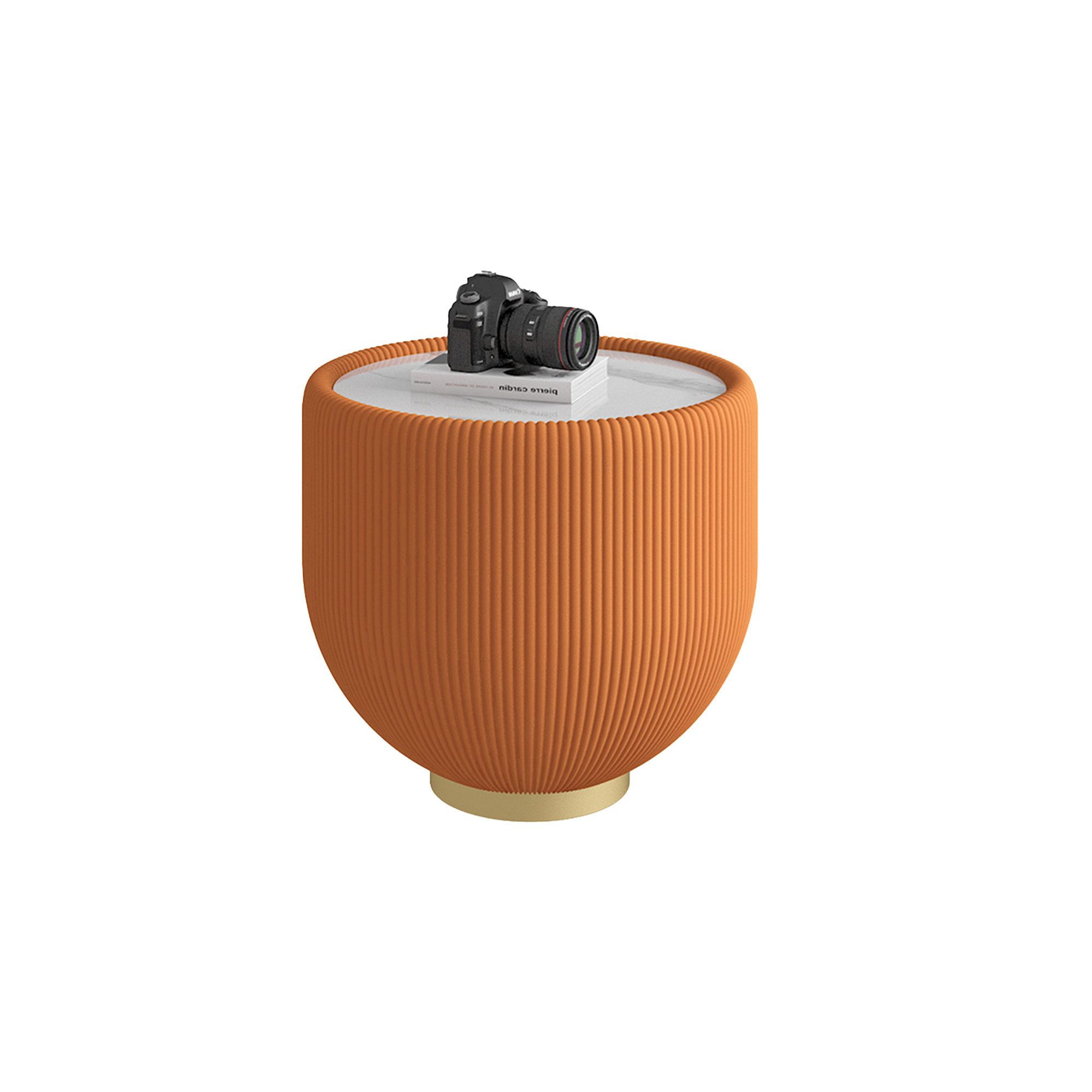 Latitude Run® Modern Round Marble Pattern Tabletop Leather Edge Sofa ...