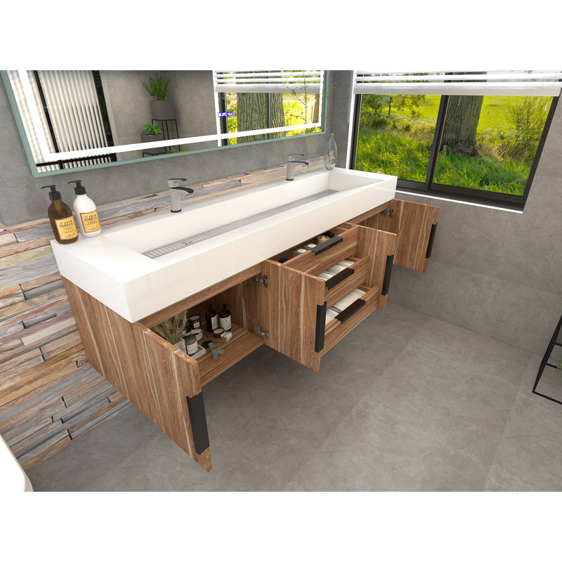 Latitude Run® Jessica 72'' Wall-Mounted Single Bathroom Vanity | Wayfair