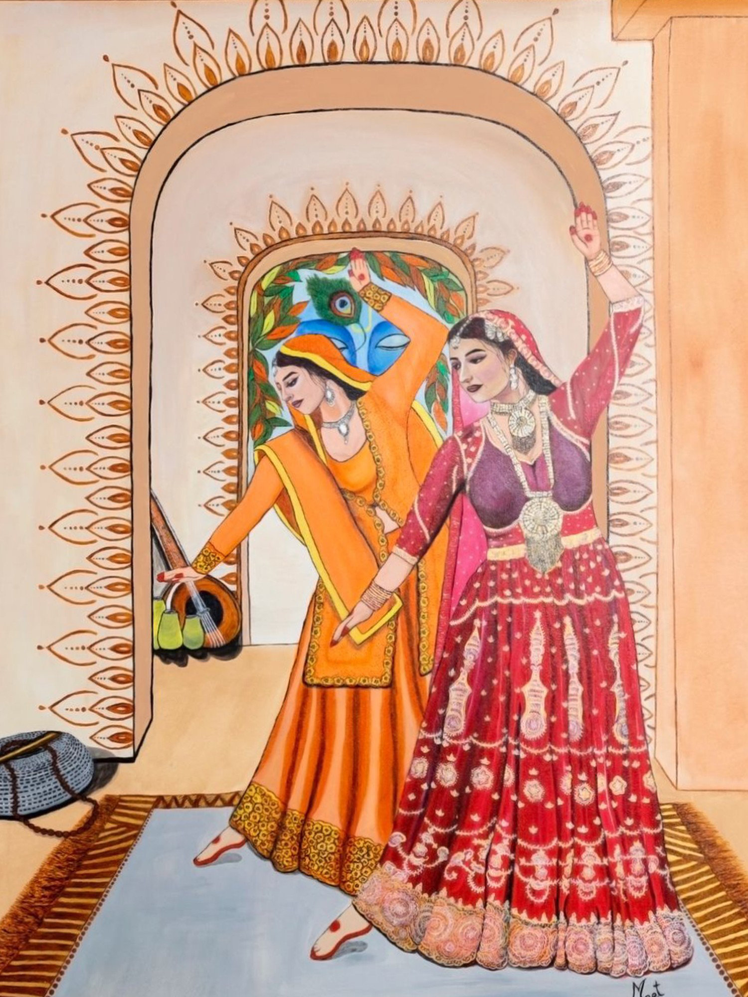 Exotic India Radha Krishna And Meera Painting | Acrylic Painting | By ...