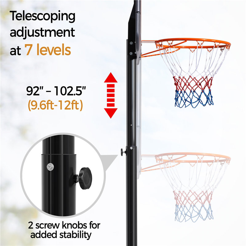 Yaheetech Height Adjustable Metal Portable Full-Size Basketball Hoop ...