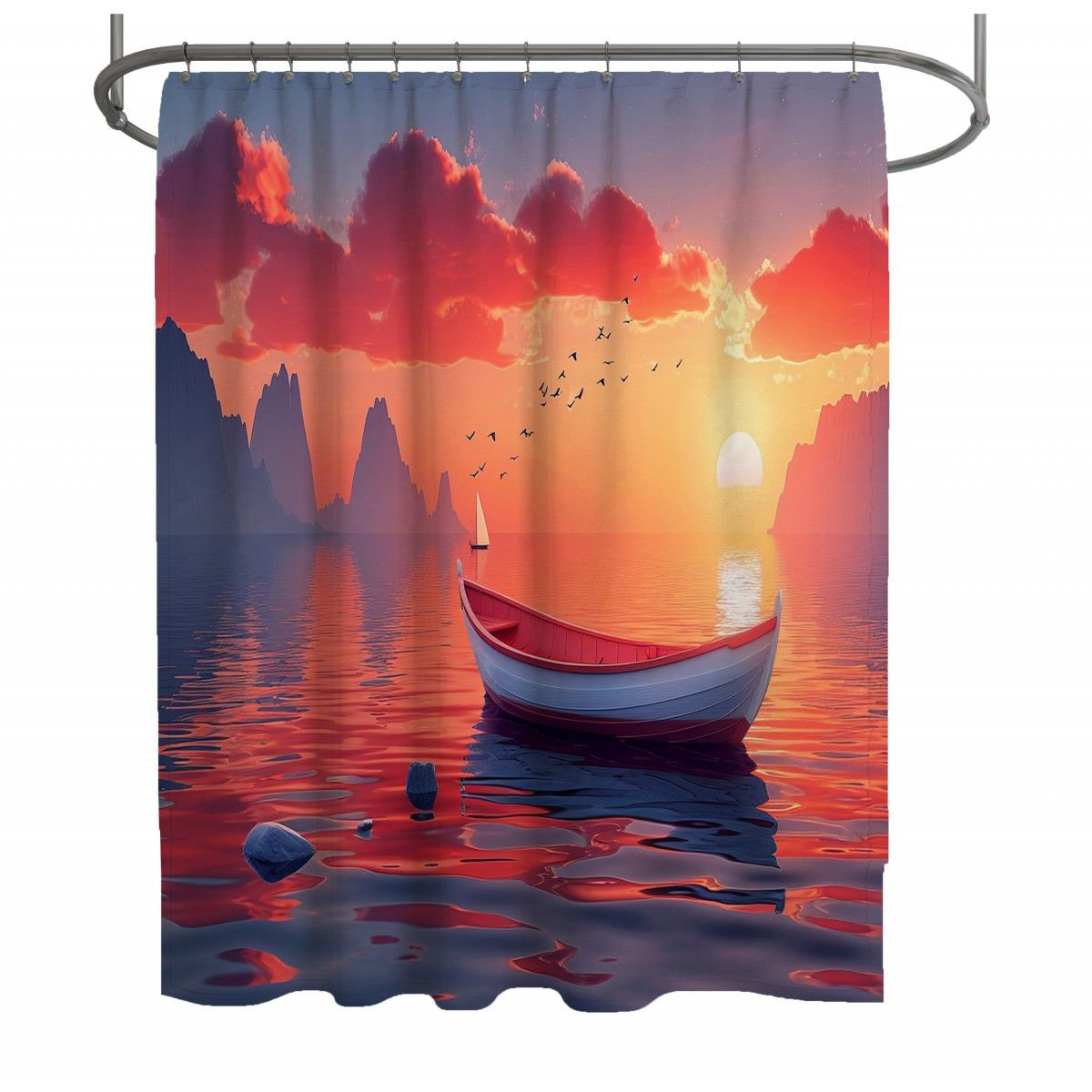 VisionDecor 11986_Sunset Shower Curtain - Landscape Bathroom Decor ...