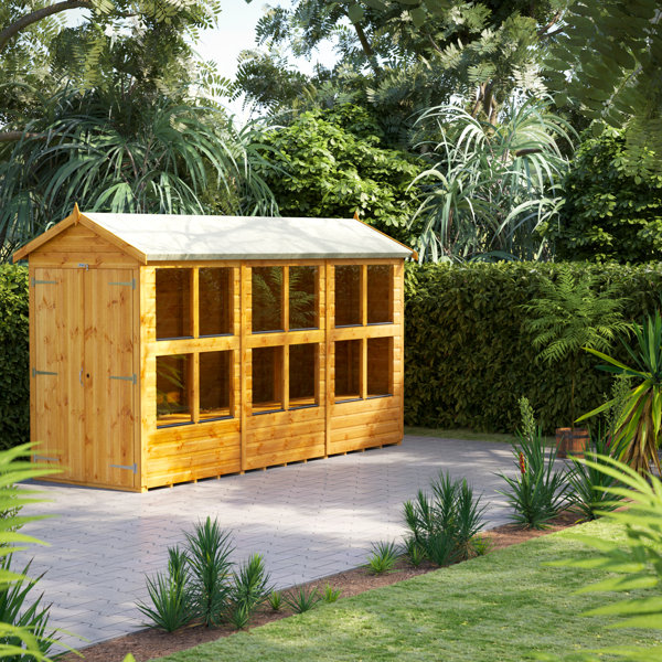 POWERSHEDS 4.3 ft. W x 12.6 ft. D Solid Wood Tongue & Groove Steep ...