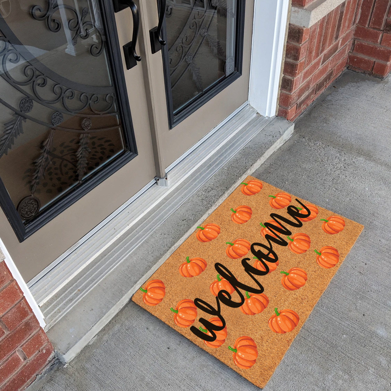 August Grove® Funny Coir Doormat Welcome Fall Autumn Pumpkin Thanks ...