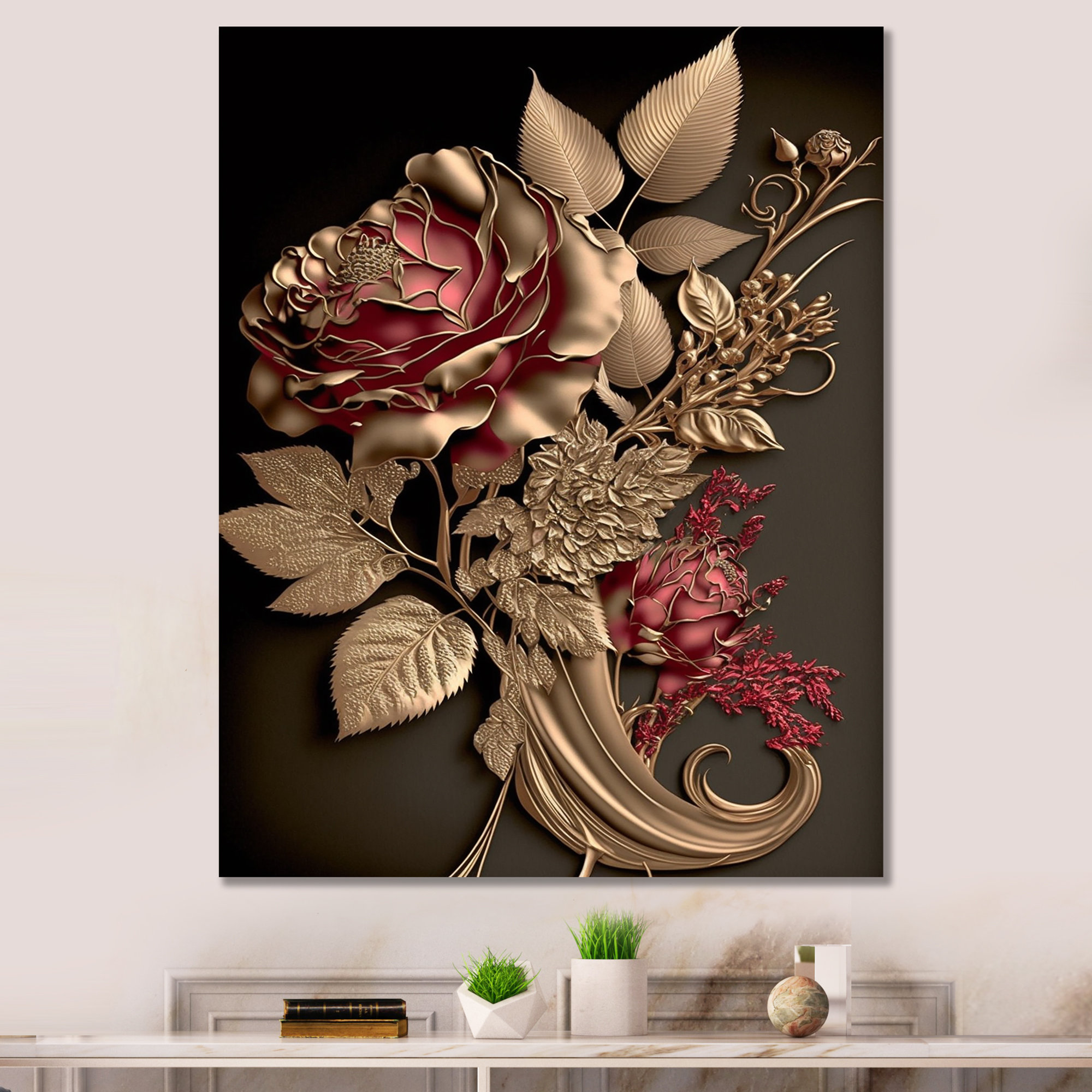 Willa Arlo™ Interiors Gilded Rose Vintage Glam I - Floral Canvas Wall ...