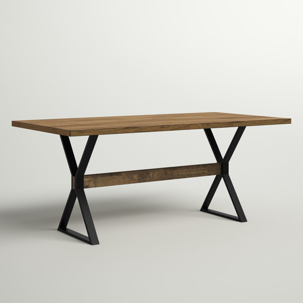 Three Posts™ Keeling Solid Wood Top Metal Base Dining Table & Reviews ...