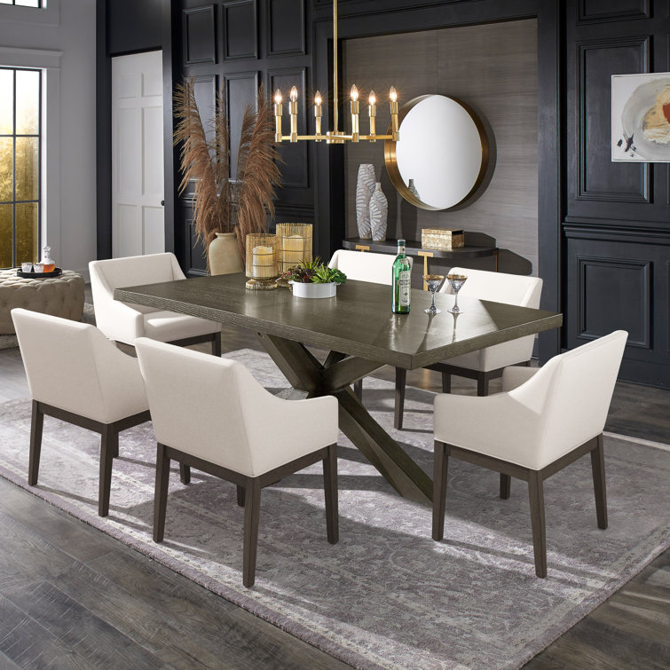 August Grove® Carrazco Weathered Wood Finish Table With Cross Base ...