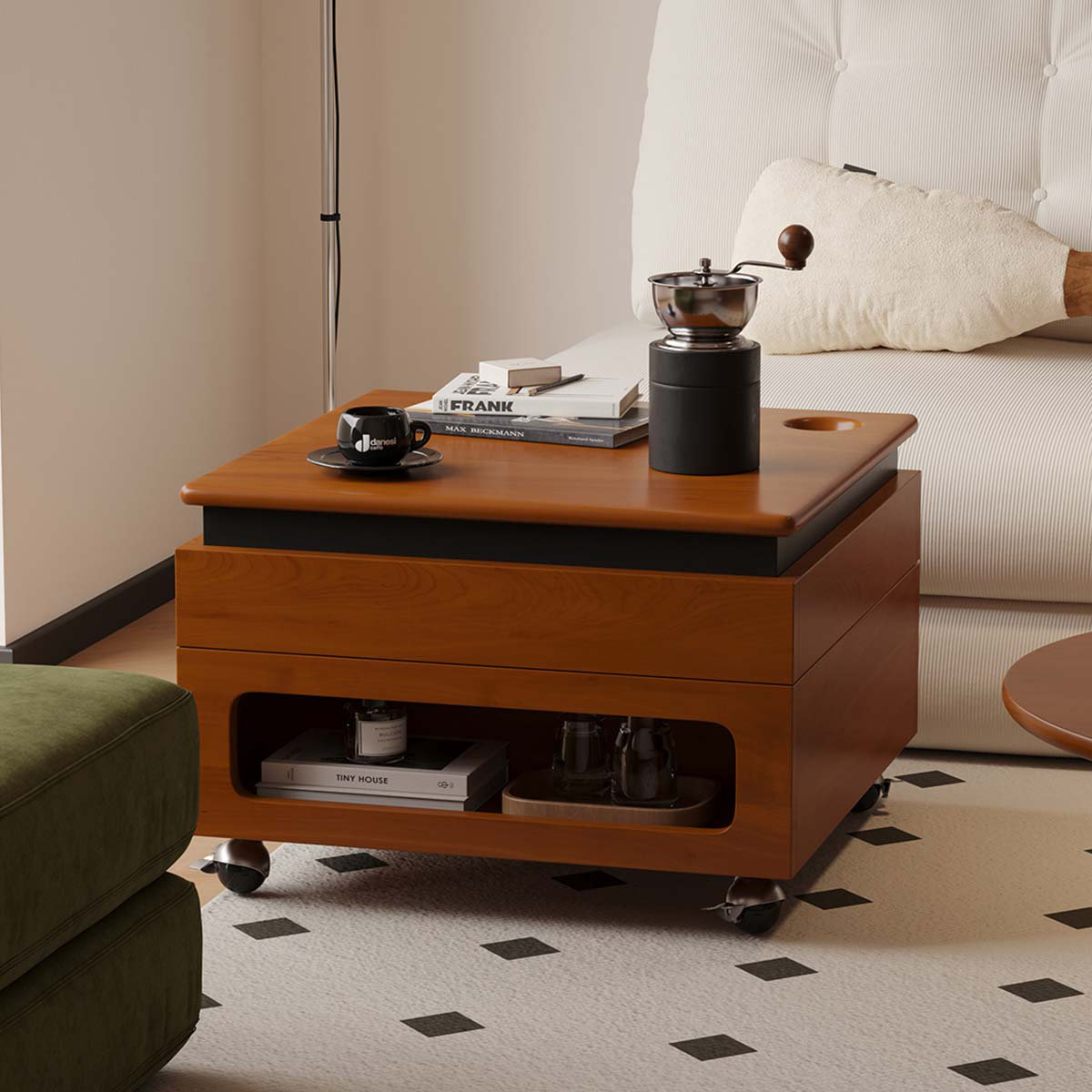 SINNOG Table basse pliante en bois massif à hauteur réglable - Wayfair ...