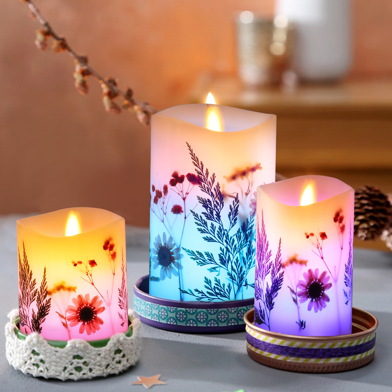 Red Barrel Studio 3 Piece Unscented Flameless Candle Set & Reviews ...