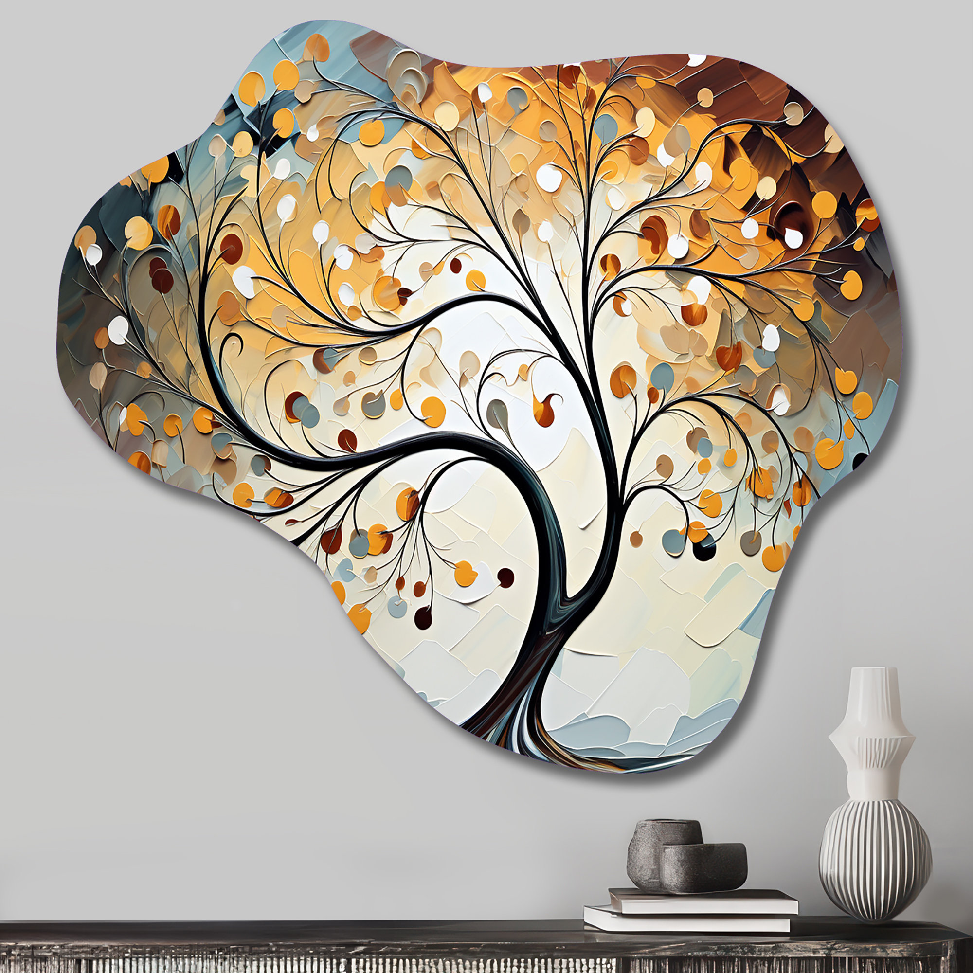 Lark Manor™ Yellow Grey Majestic Canopies Tree - Cloud Trees Metal Wall ...
