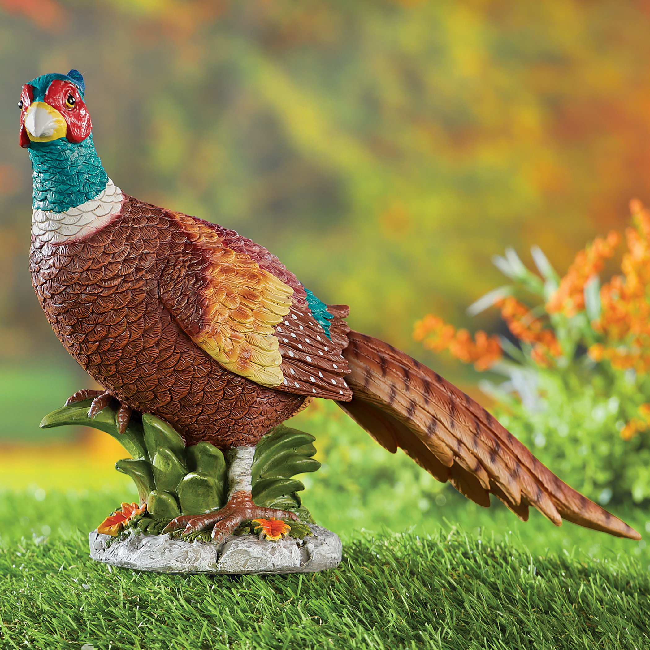 August Grove Hand-Painted Colourful Pheasant Lawn Ornament - Wayfair Canada