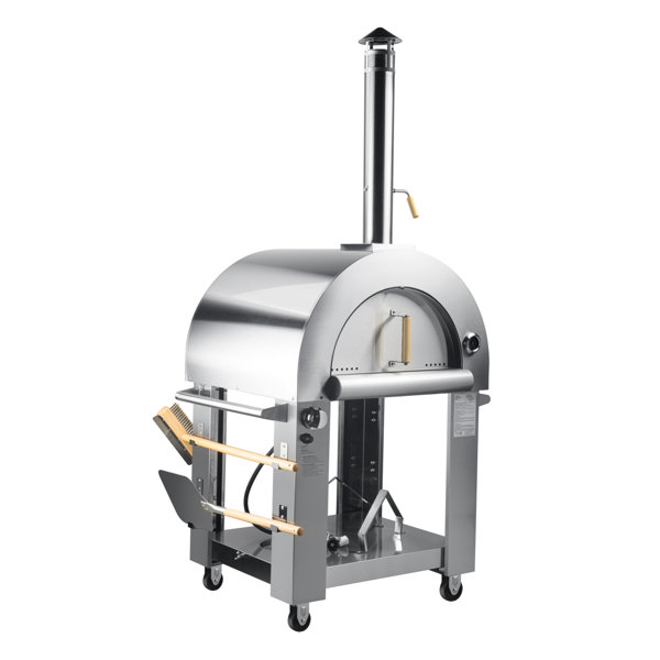 KoolMore 32 in. Outdoor Gas and Wood Fired Pizza Oven in Stainless ...