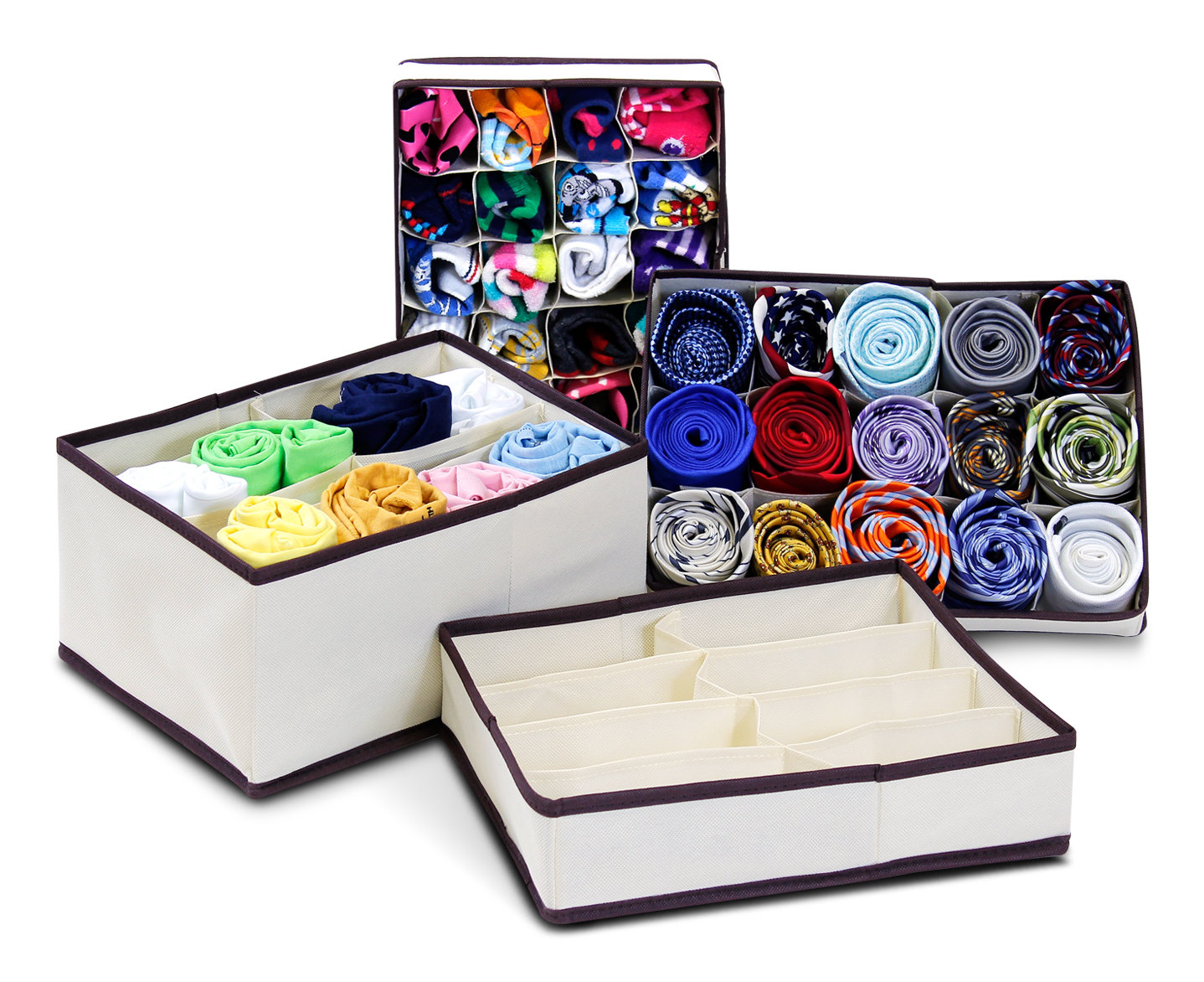 Rebrilliant 4 Piece Collapsible Storage Box and Closet Organizer Set ...