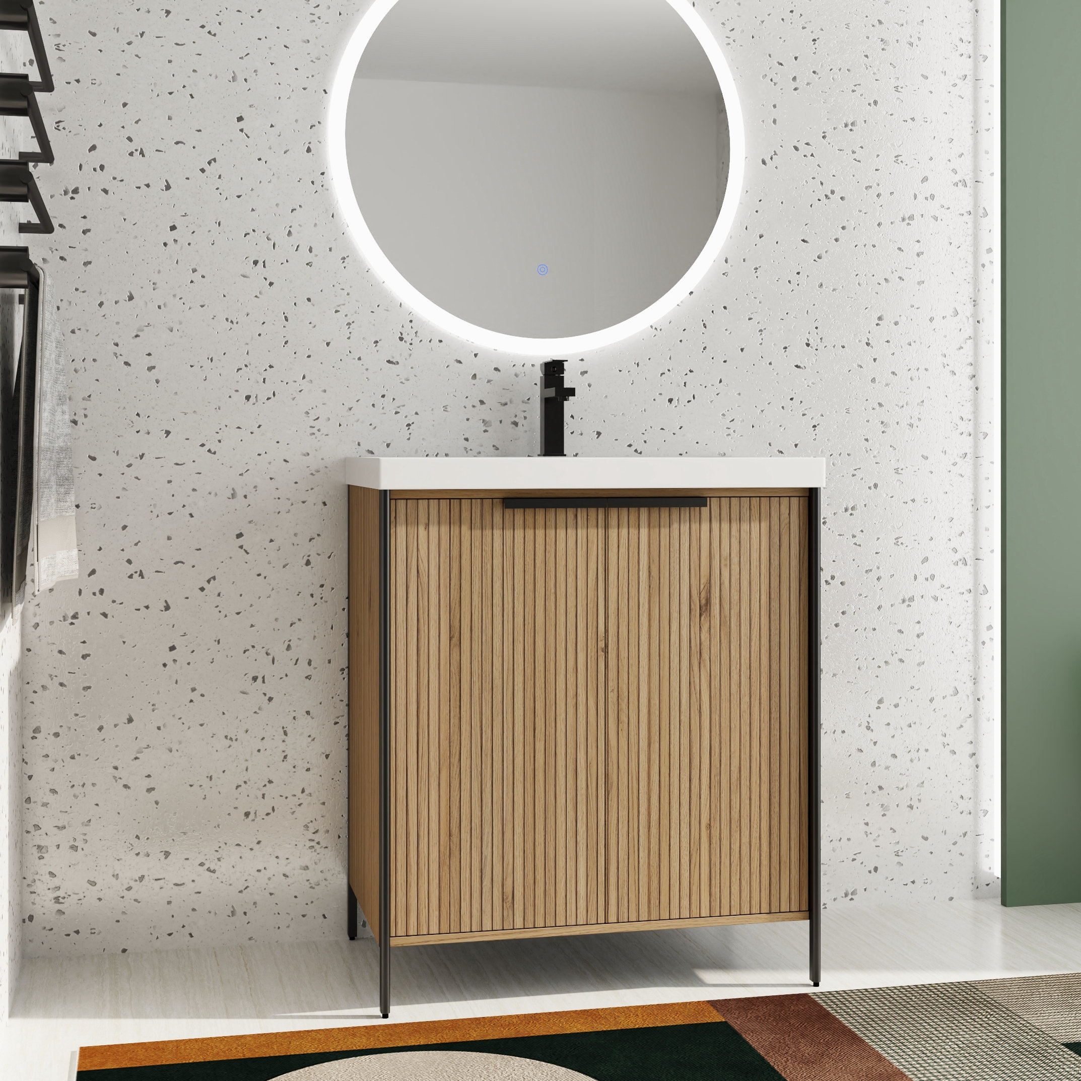 Ebern Designs 30'' Freestanding Single Bathroom Vanity With Resin ...