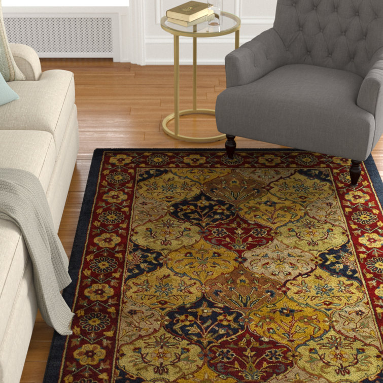 Astoria Grand Balthrop Oriental Handmade Tufted Wool Red/Gold Area Rug ...